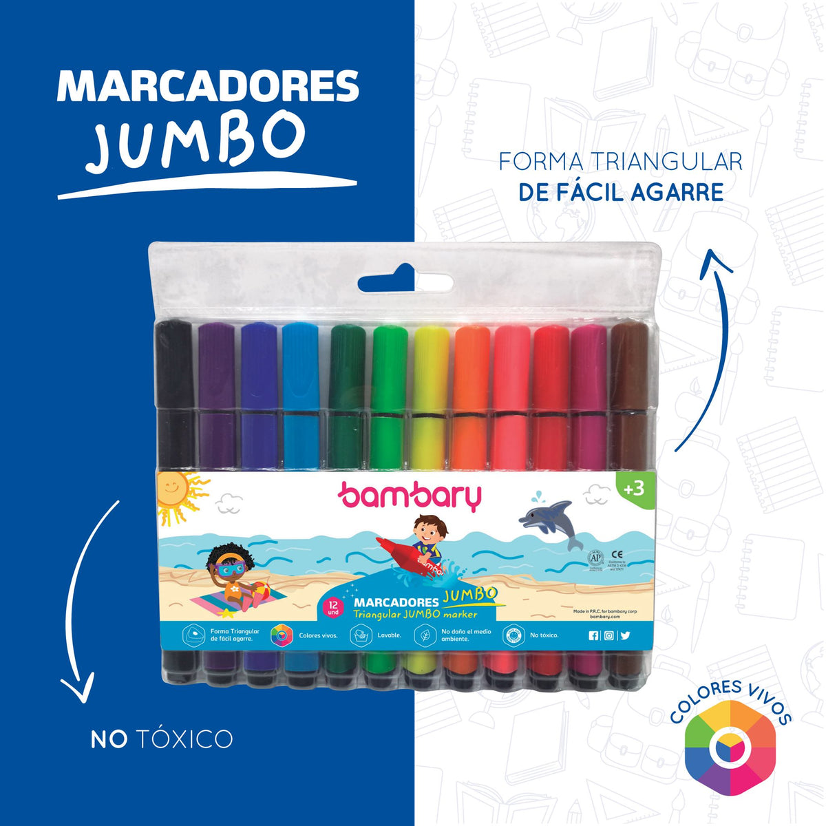 Marcadores jumbo triangulares Bambary — Yotumi