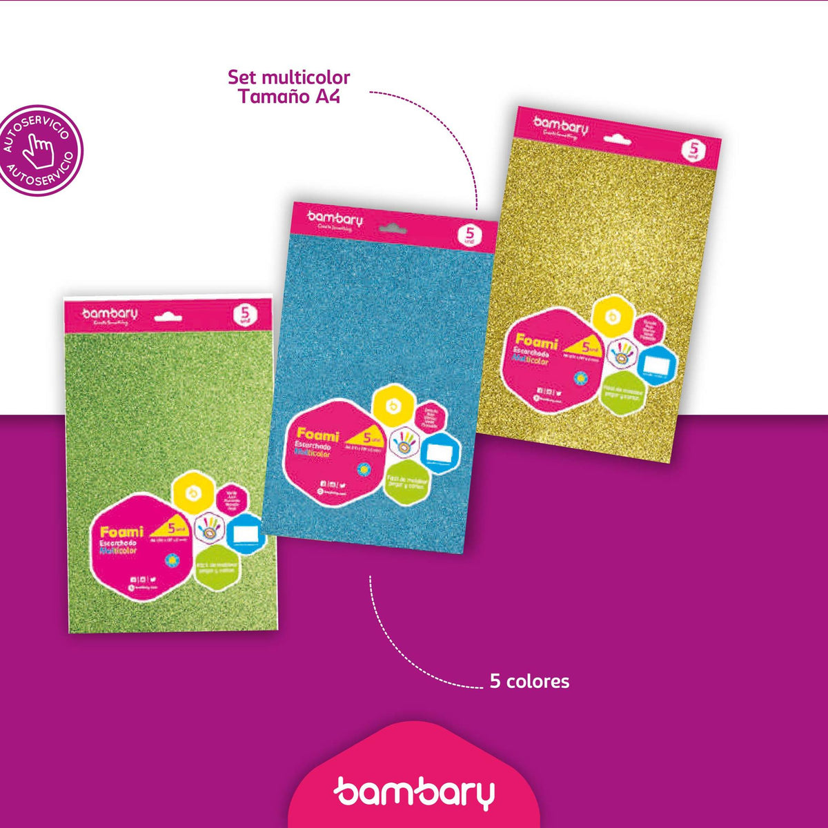 Foami escarchado I multicolor de 5 unidades — Yotumi